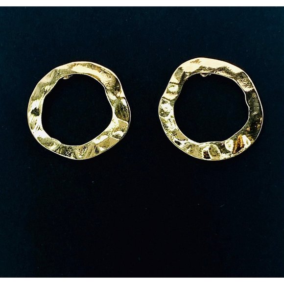 Jewelry | Irregular Gold Hammered Circle Earrings | Poshmark